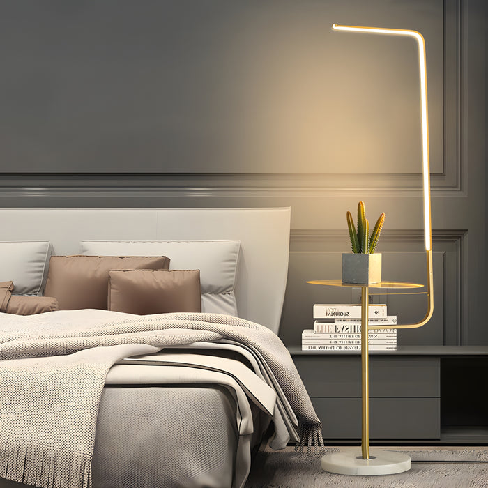 BESTY HOME Floor Lamp with Table, Modern Dimmable LED Standing Lamp fo ...